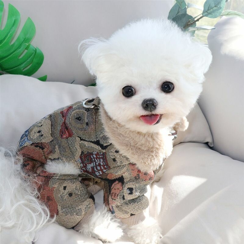 Комбинезон для собак мелких пород и кошек флисовый Arnydog Мишки коричневый, M (30 см)