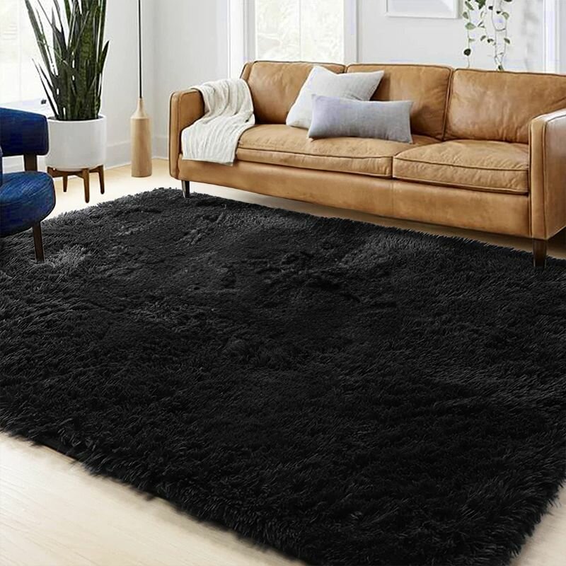 Мягкий плюшевый ковер размером 140x200 см можно использовать в спальне и гостиной. черноечерное плюшевая и пушистая комната мягкая и удобная нескользящая