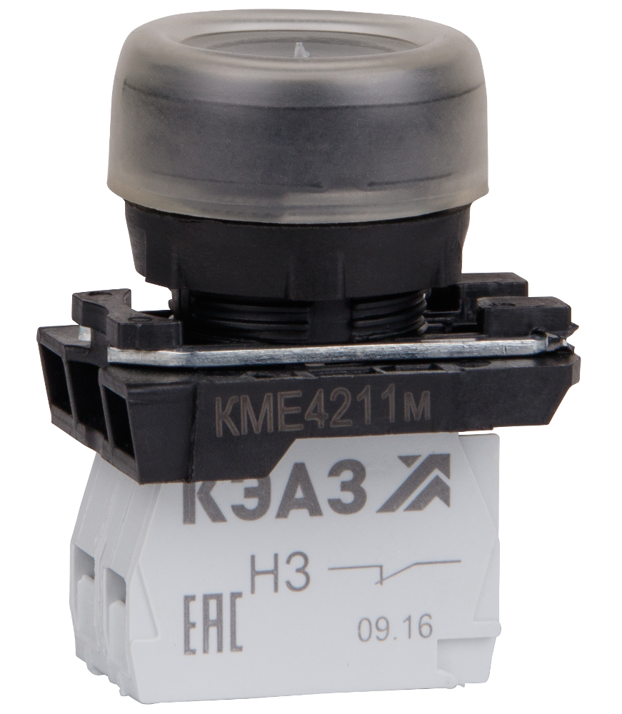 Кнопка управления КЭАЗ КМЕ4211м-черный-1но+1нз-цилиндр-IP65, 248243 / кнопочный пост