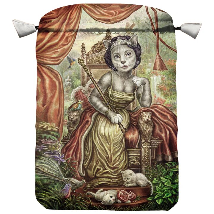 Мешочек для карт Таро МИР кошек / CaTTarot (шелкография), Сатин, шелк, 22,5 см x 16 см