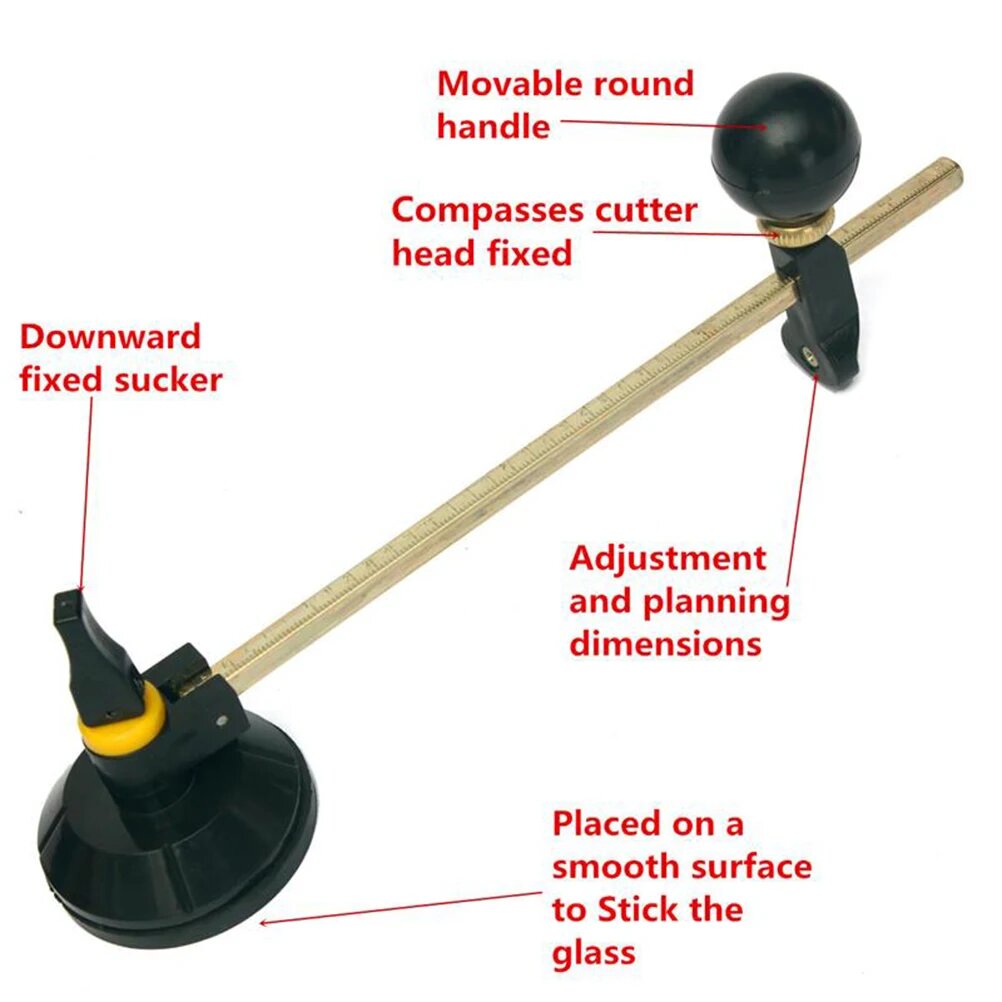 1 шт. круга Стекло резак всасывания чашка инструменты 40 см Длина Регулируемый компасы Тип хорошего качества