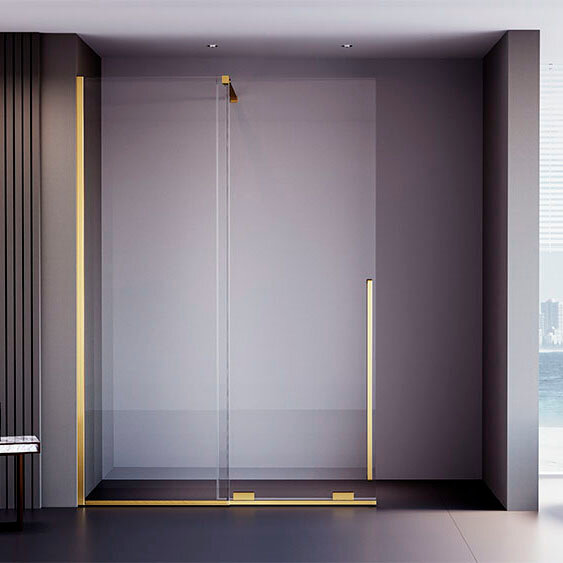 Душевая перегородка Veconi Premium Trento 200х130 PTDW-50G-130-01-C4 брашированное золото