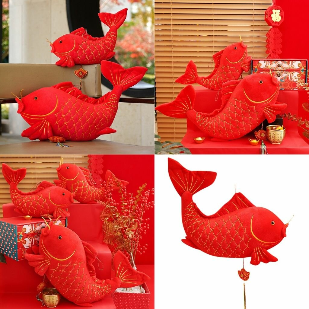 Плю шевая игру шка, Подвесная большая красная карп мягкая игрушка - 60 см