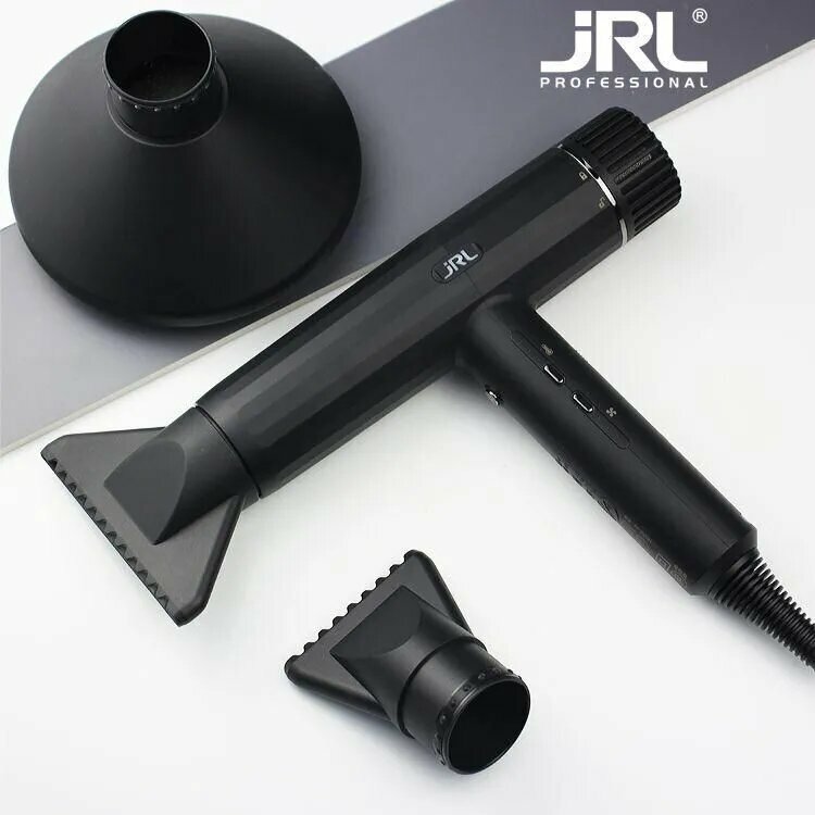 JRL Professional Фен для волос JRL 2020h 2000 Вт, скоростей 100000, кол-во насадок 3, черный