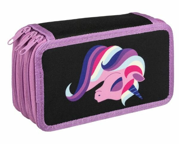 Пенал односекционный Комус Класс Единорог, цвет черный