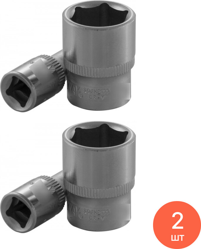 Торцевая головка Jonnesway / Джонсвей шестигранная, из хромованадиевой стали, серая, 1/4дюйма, размер 7мм / инструменты (комплект из 2 шт)