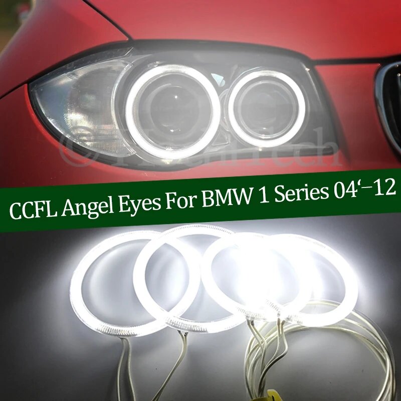 Комплект высококачественных фар CCFL «ангельские глазки», теплое белое кольцо для BMW 1 серии E81 E82 E87 E88 2004-2012, Ксеноновые фары Demon Eye
