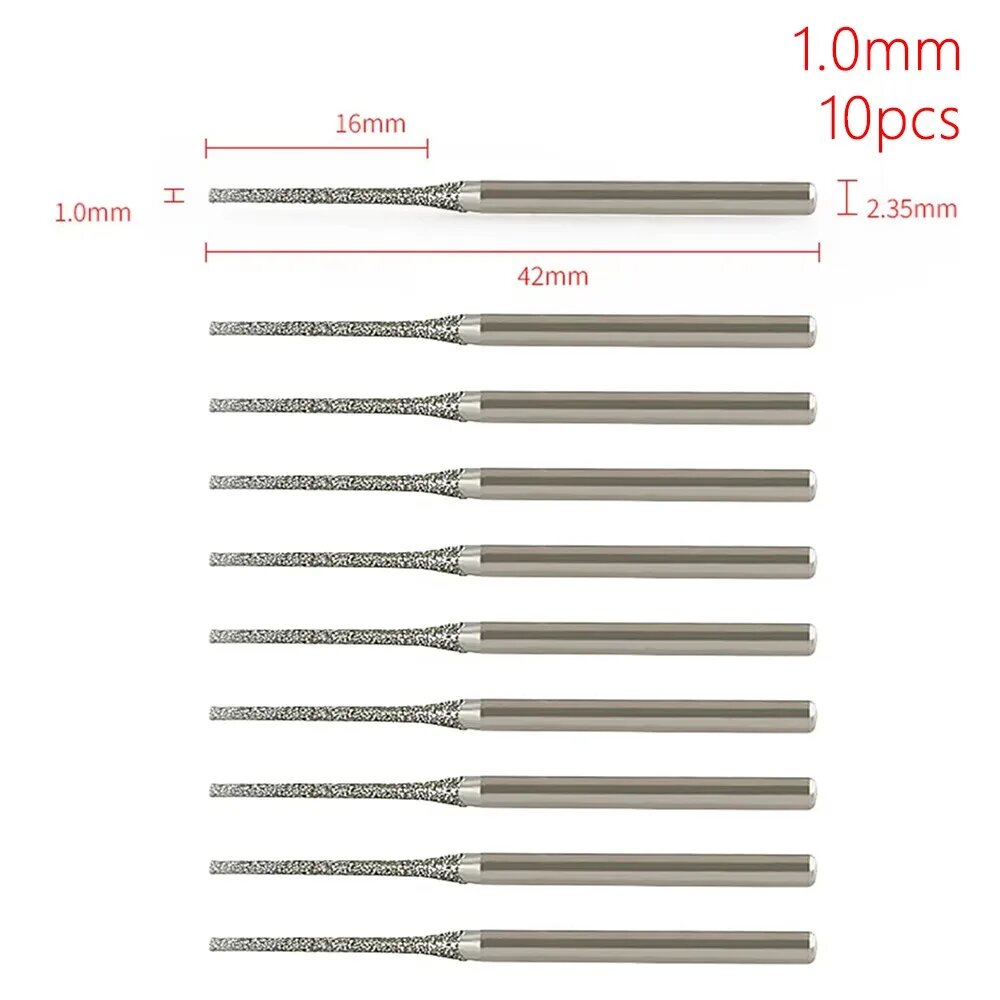 Сверла алмазные 0,8-2,5 мм 10 шт. 10Pcs 1.0mm
