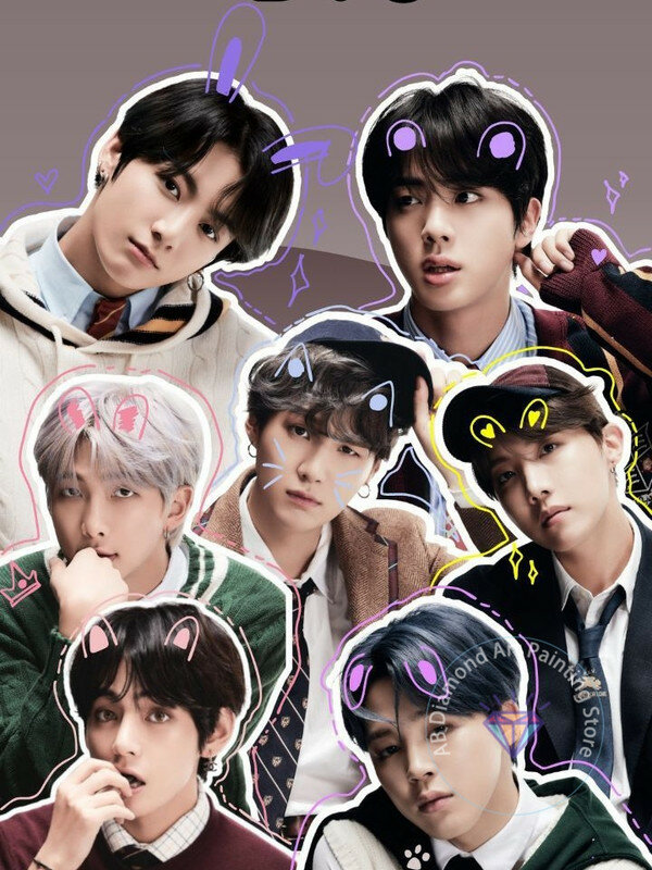 Алмазная мозаика"БТС BTS k-pop корея"картина стразами без подрамника 40х50 см.