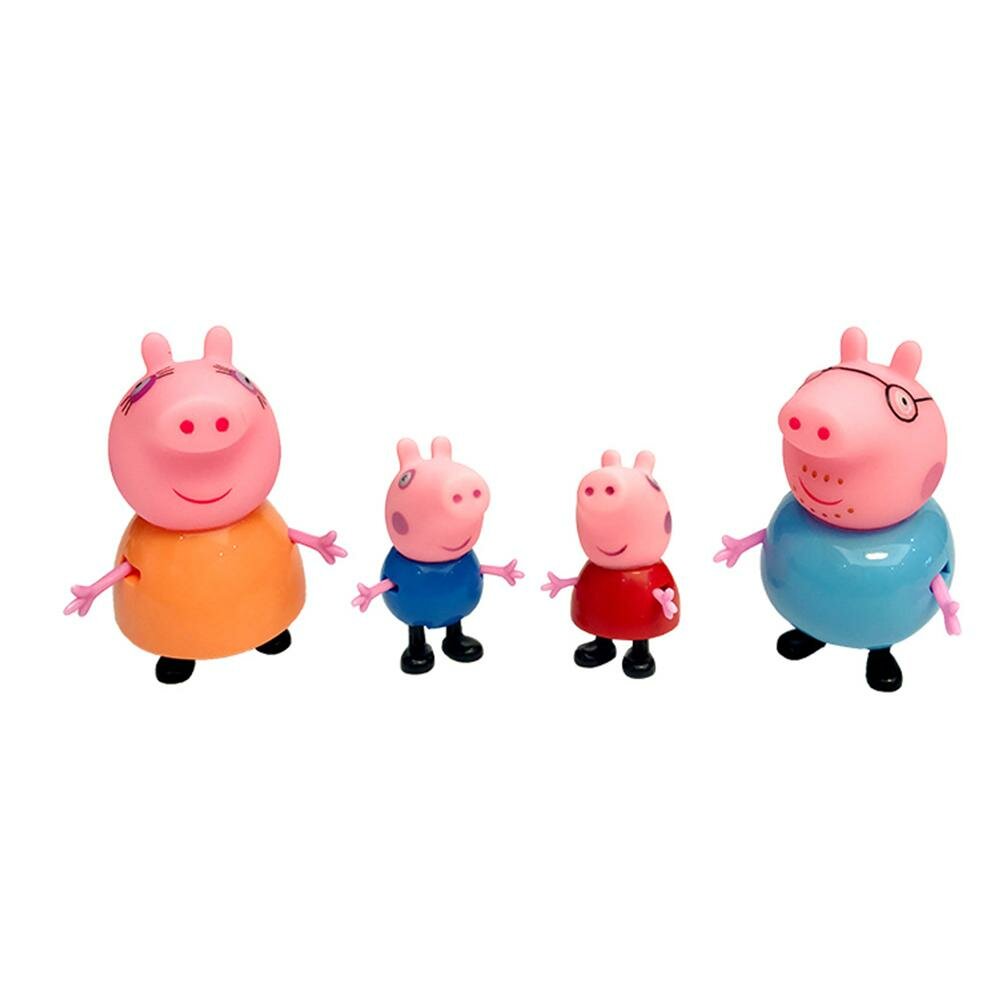 4 шт. семейный набор из 4 морских свинок Peppa Pig George, папа, мама, фигурка, оригинальные аниме-игрушки Pelucia для детей, подарок 【Упаковка 2 (4 шт.)】