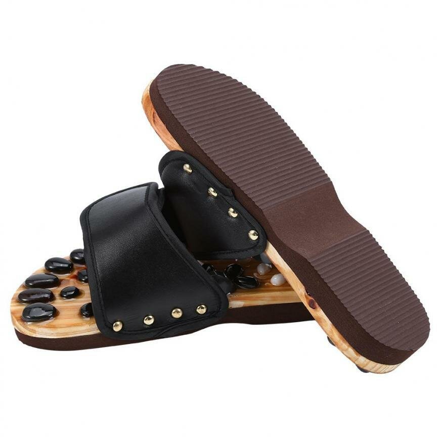 Рефлексотерапия Натуропатия Массажные тапочки для ног Акупунктура Здоровье Массажная обувь (черный 38)