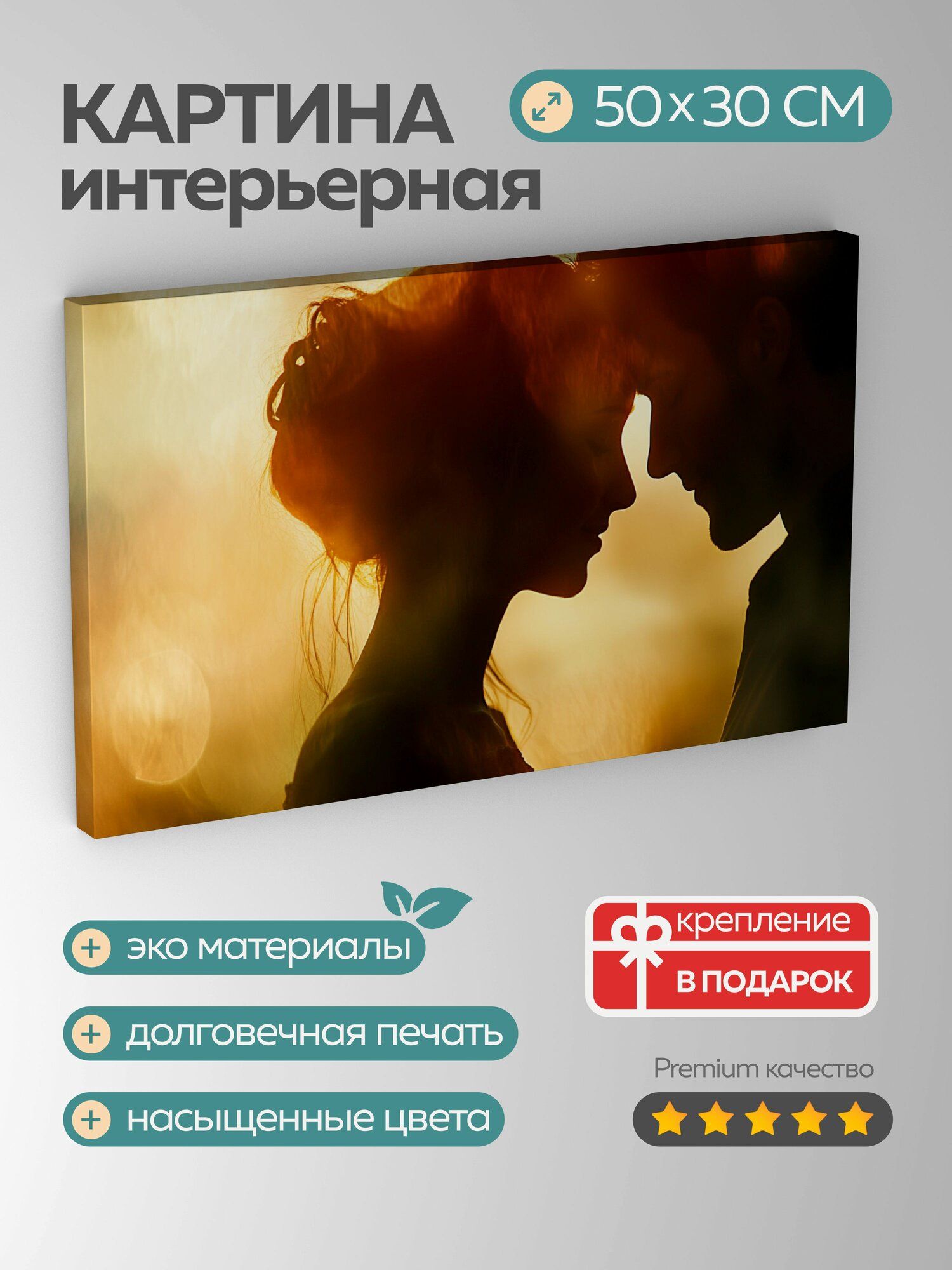 Картина на холсте интерьерная 50х30 см, Объятия, свет и тень, страсть, любовь, нежное взаимодействие, эмоциональность