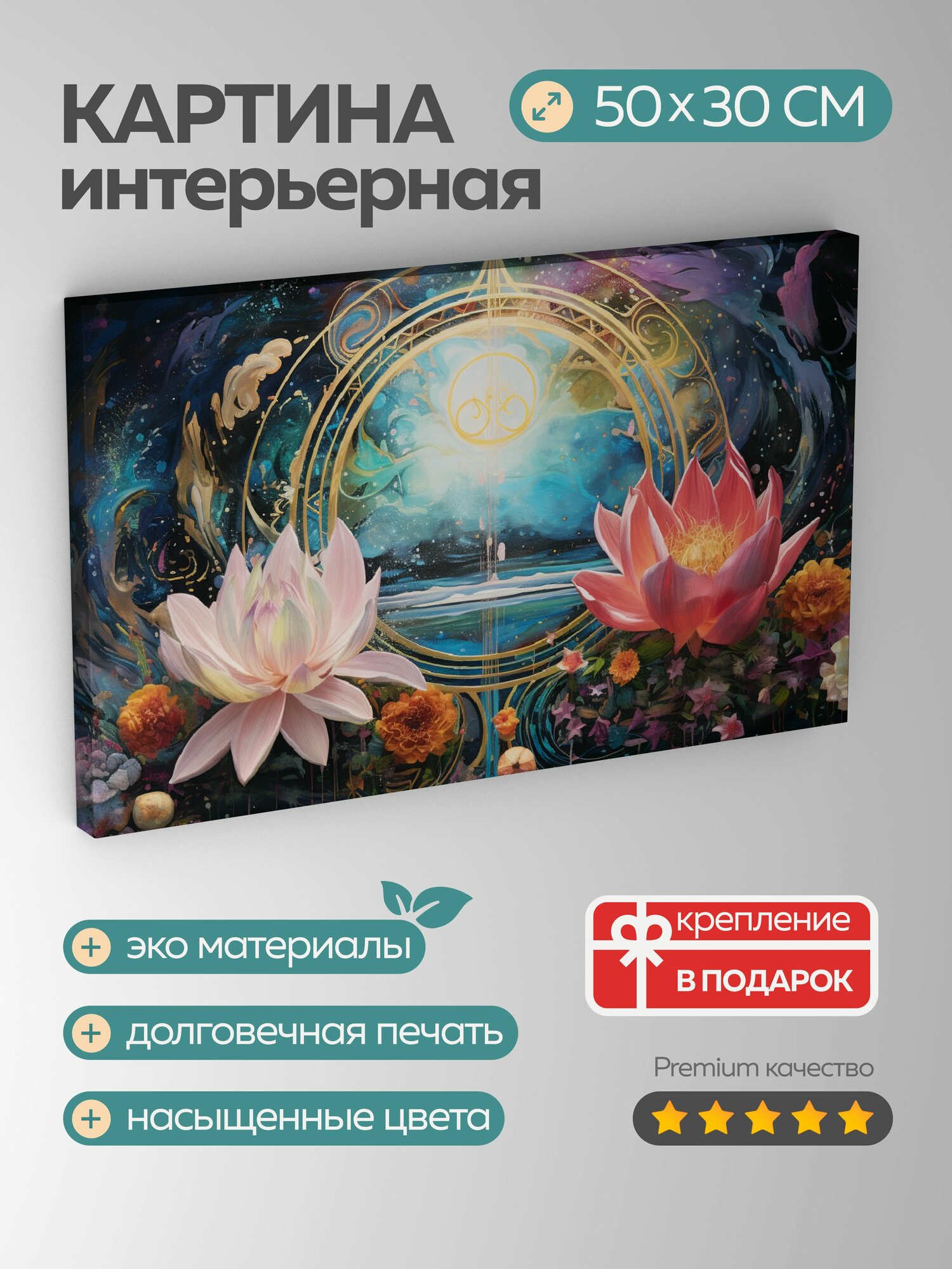 Картина на холсте интерьерная 50х30 см, картина, работа, смешанная техника, мистический портал, новая жизнь, коллаж