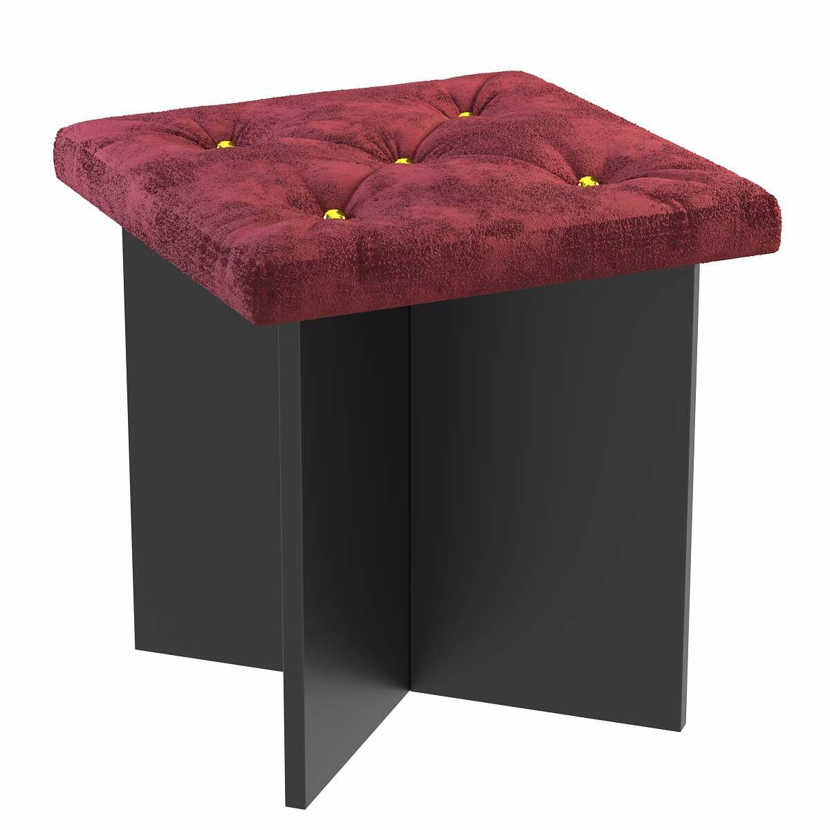 Пуфик серии основа - велюр красный бархат №1 (карета - золото), Черный