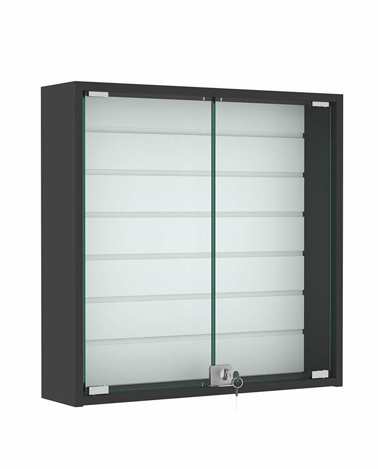 Витрина настенная №1-1Б с эконом панелью, Черный. Без полок.