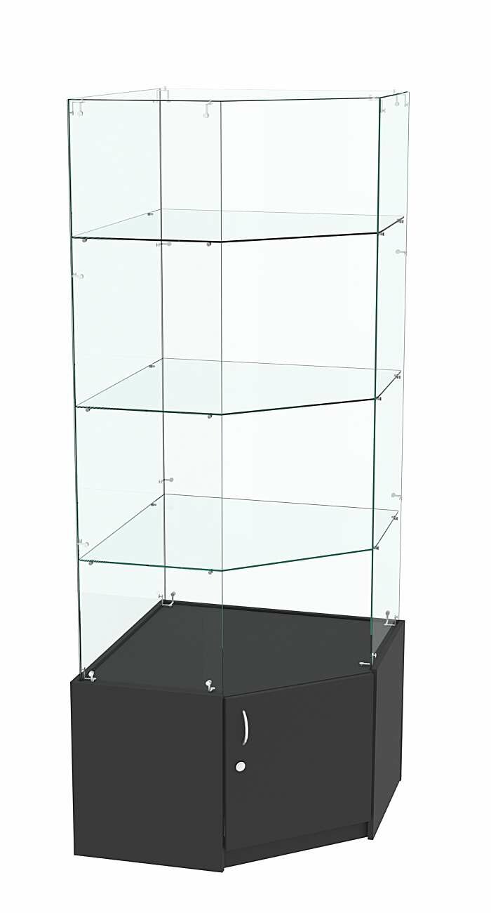 Витрина "Истра" угловая №115, пятигранная, (З. С-стекло), без дверей, Черный
