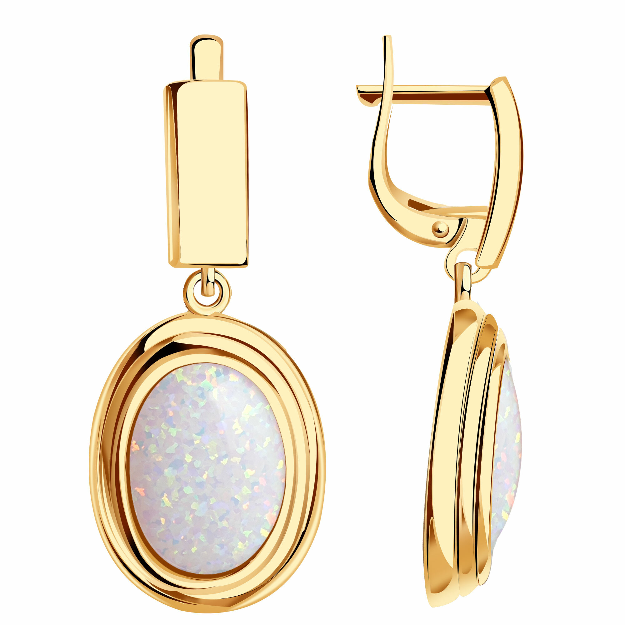 Серьги, красное золото, 585 проба, опал