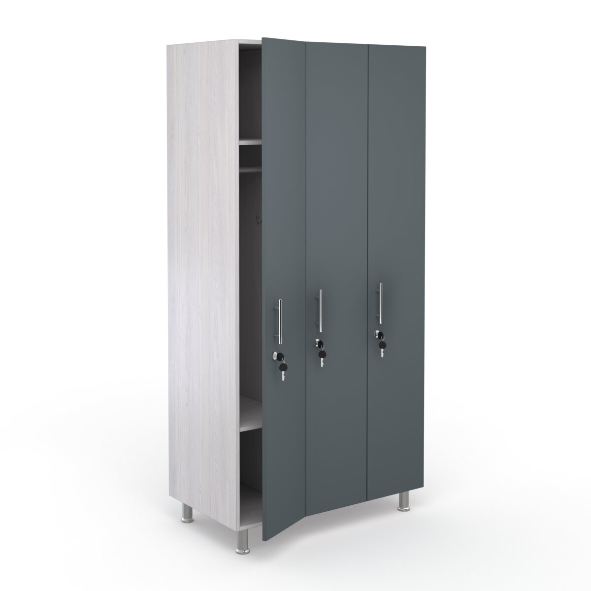 Шкаф для раздевалок 3х-секционный, Ясень Анкор и Темно-Серый. Производитель товара - компания Westcom.