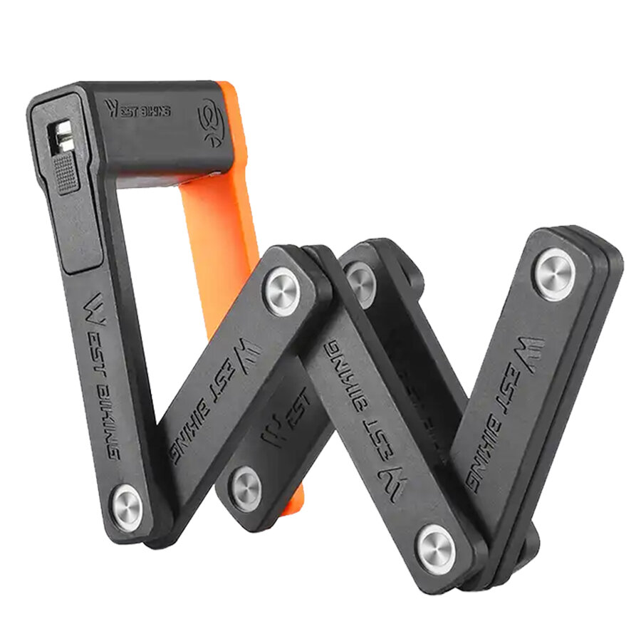 Противоугонный велозамок West Biking, складной, 63 см, 3 ключа, ABS-пластик, с креплением