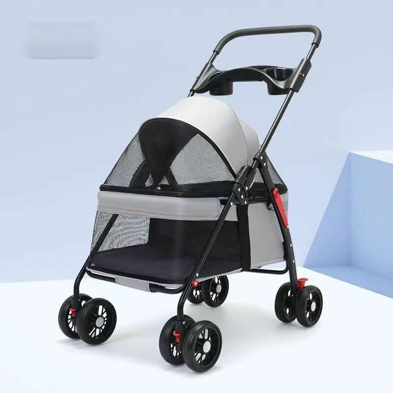 Коляска для домашних животных, подходящая для маленьких и средних собак и кошек, с большой вместимостью, легким весом и складыванием. -jua