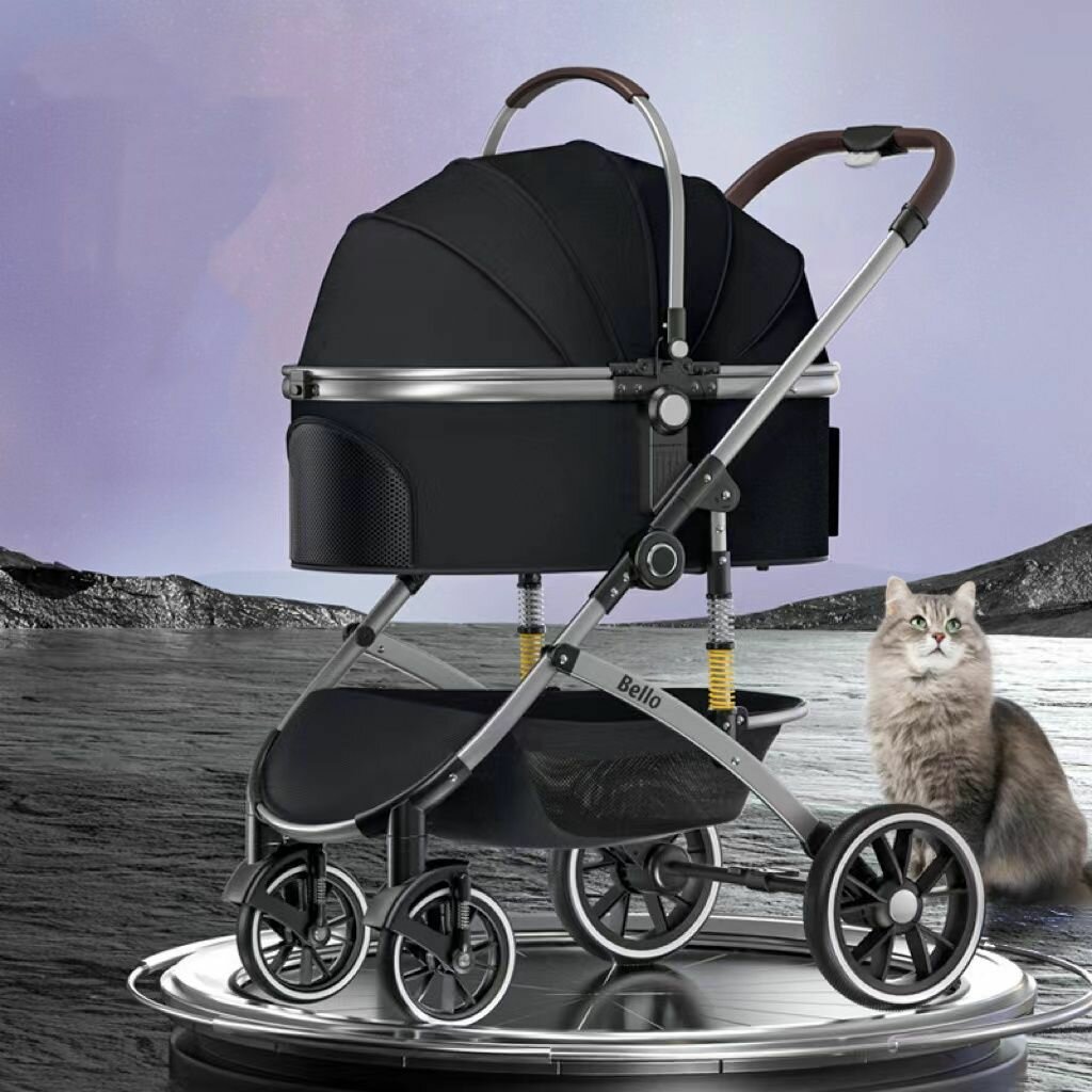 Высококачественная прогулочная коляска для домашних животных , подходит для маленьких и средних собак и кошек(20 кг). Инвалидная коляска (тележка) для собак и кошек, черное