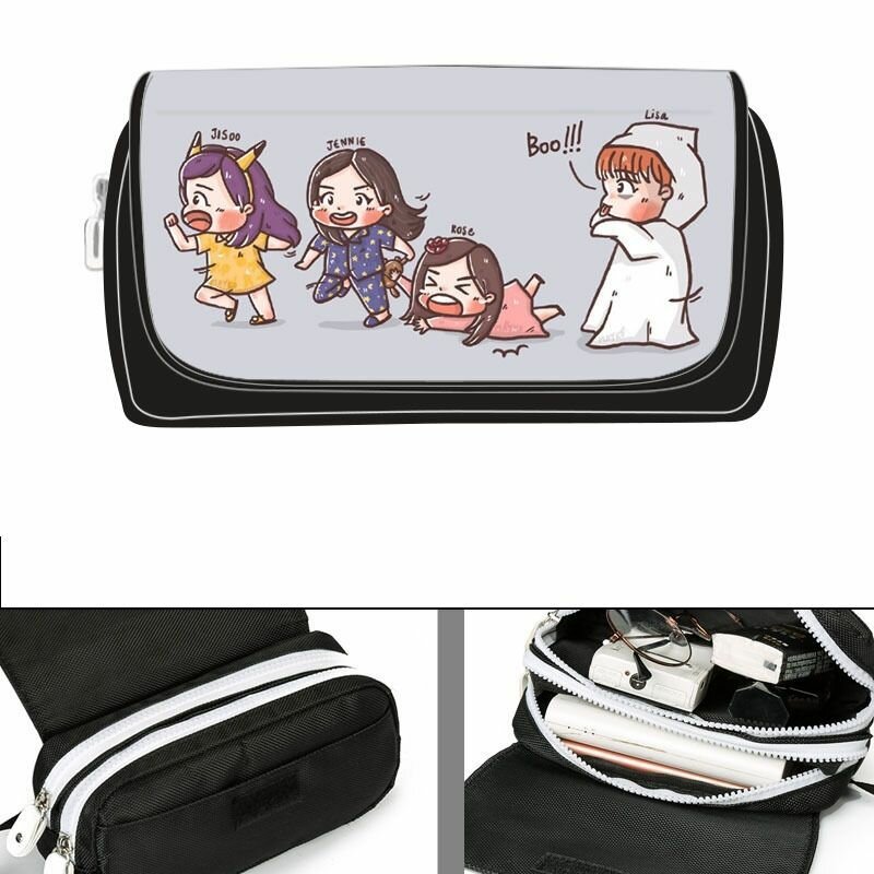 Пенал школьный канкен для девочки блэкпинк BLACKPINK черный Лева BPBD220709 01T -LJ