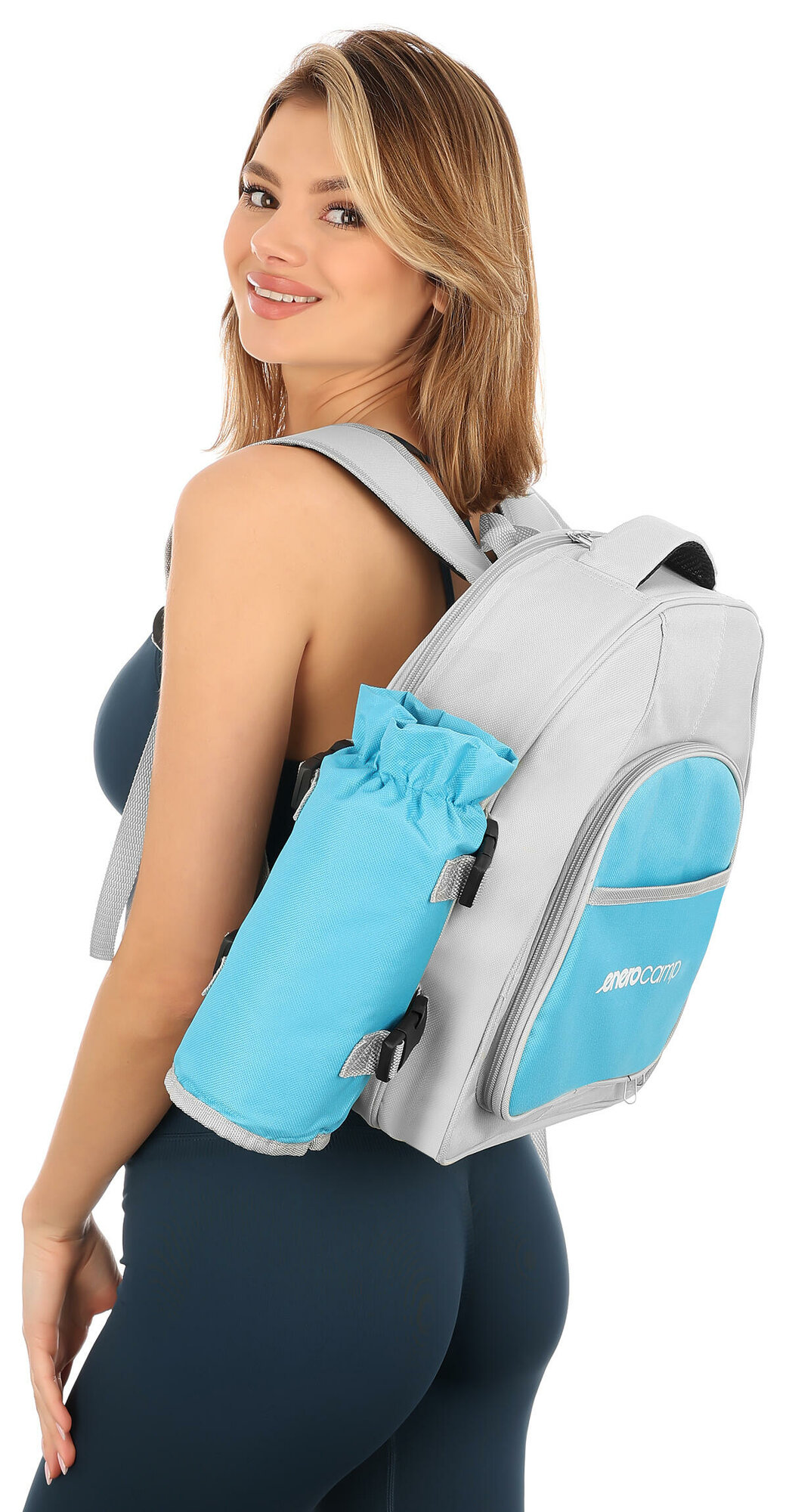 Decathlon Терморюкзак Enero Camp 25 л, синий/серый, регулируемые лямки, карман для бутылки, полиэстер