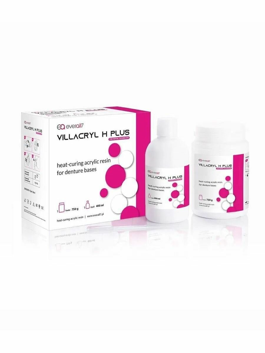 Виллакрил Н Плюс (Villacryl H Plus), цвет V4, базисная пластмасса стоматологическая, горячей полимеризации, 750г+400мл.