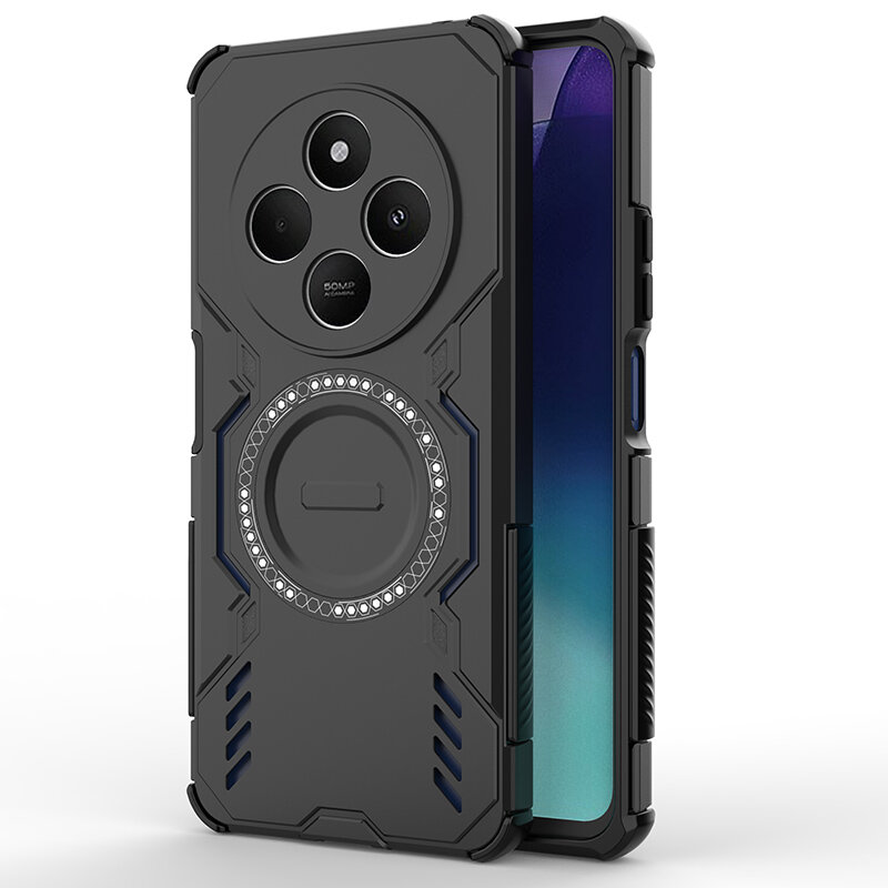 Подходит для Redmi 14C 4G / Сяоми Поко C75 Чехол для смартфона поддержкой зарядки Magsafe, Поко C75, подставка, soft touch, матовая поверхность, защита камеры, ударопрочный, усиленные углы, soft touch