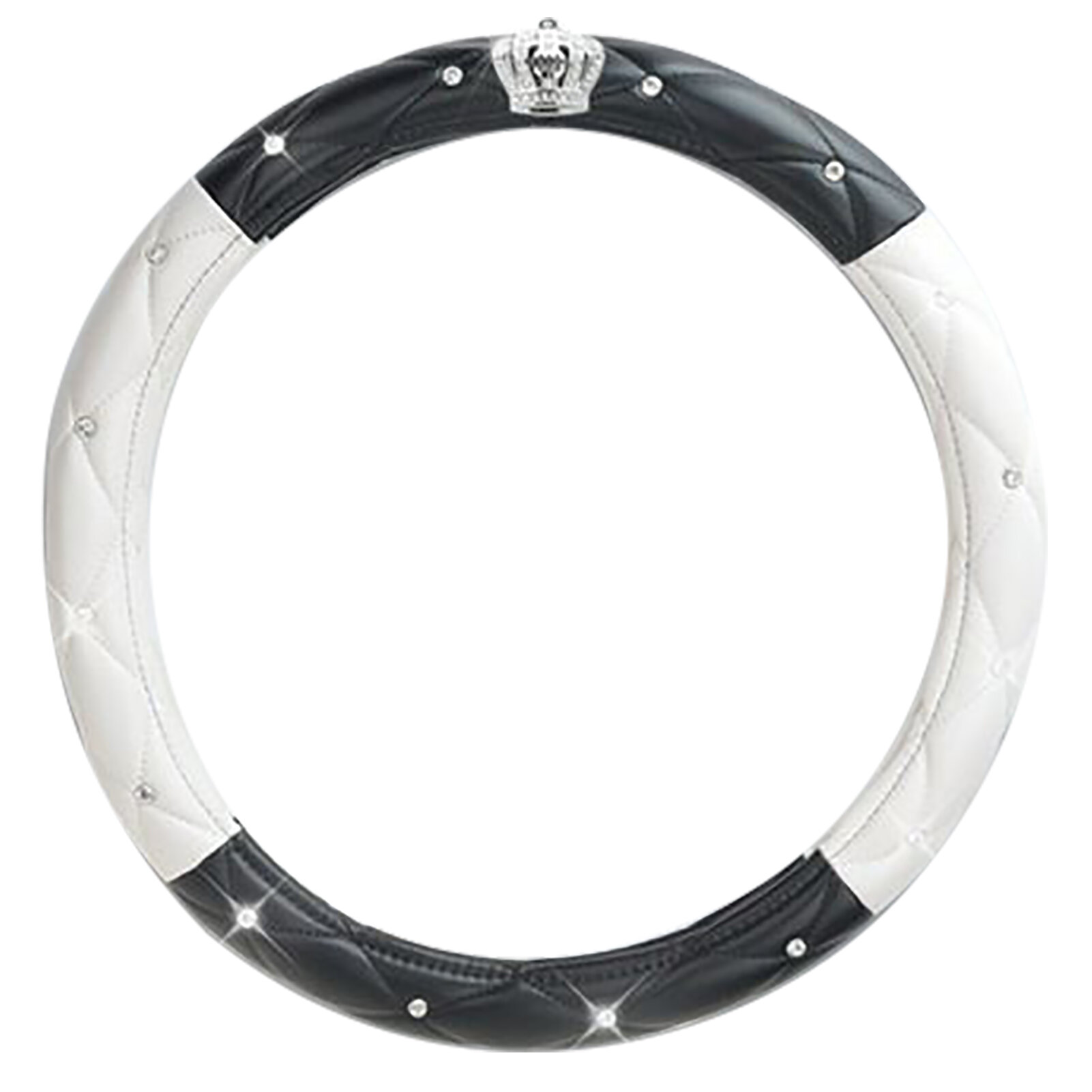 Женский чехол на руль, симпатичный, универсальный, нескользящий, из искусственной кожи, со стразами, чехол на руль автомобиля, черный, белый