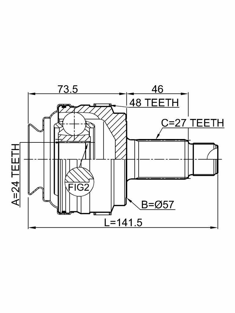 Шрус наружный задний 24x57x27 BMW 1910-E87A48R FEBEST.