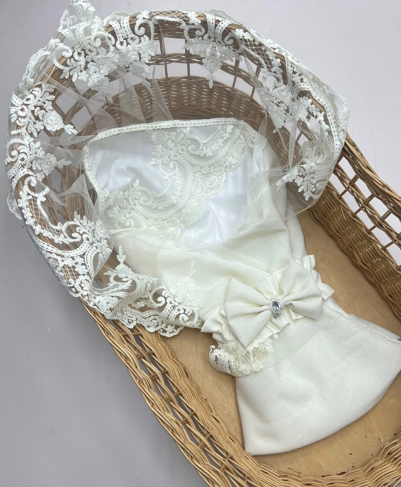 Конверт для новорожденного на выписку в роддом из льна люкс крем