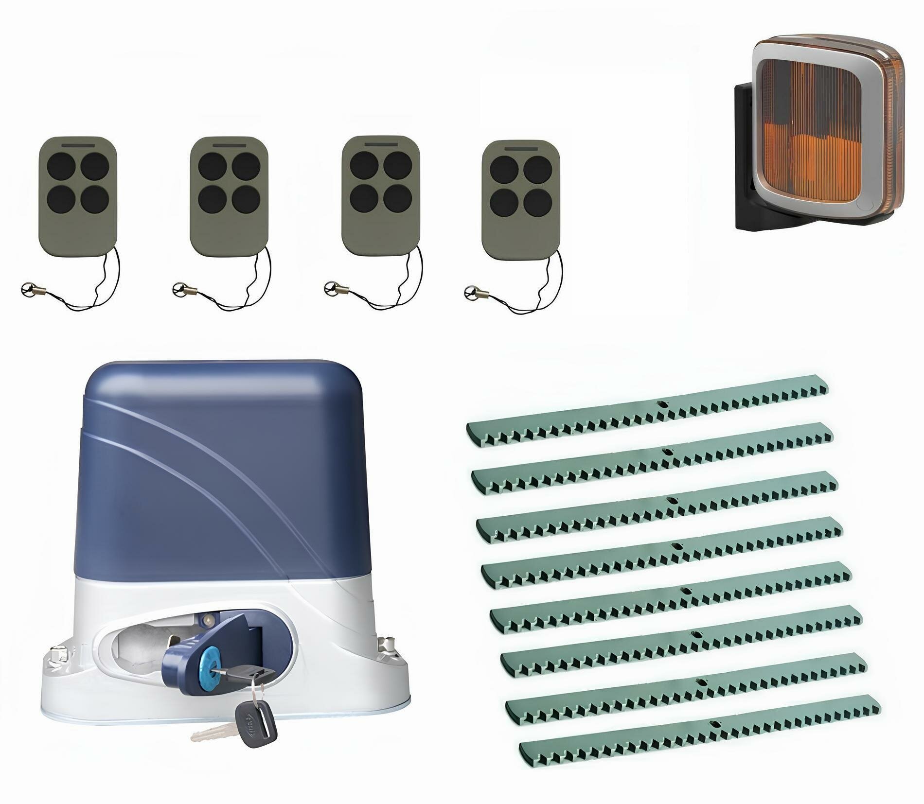 Автоматика для откатных ворот KSL-1300 KIT-L2K8-Т4, комплект: привод, 4 пульта, лампа, 8 реек