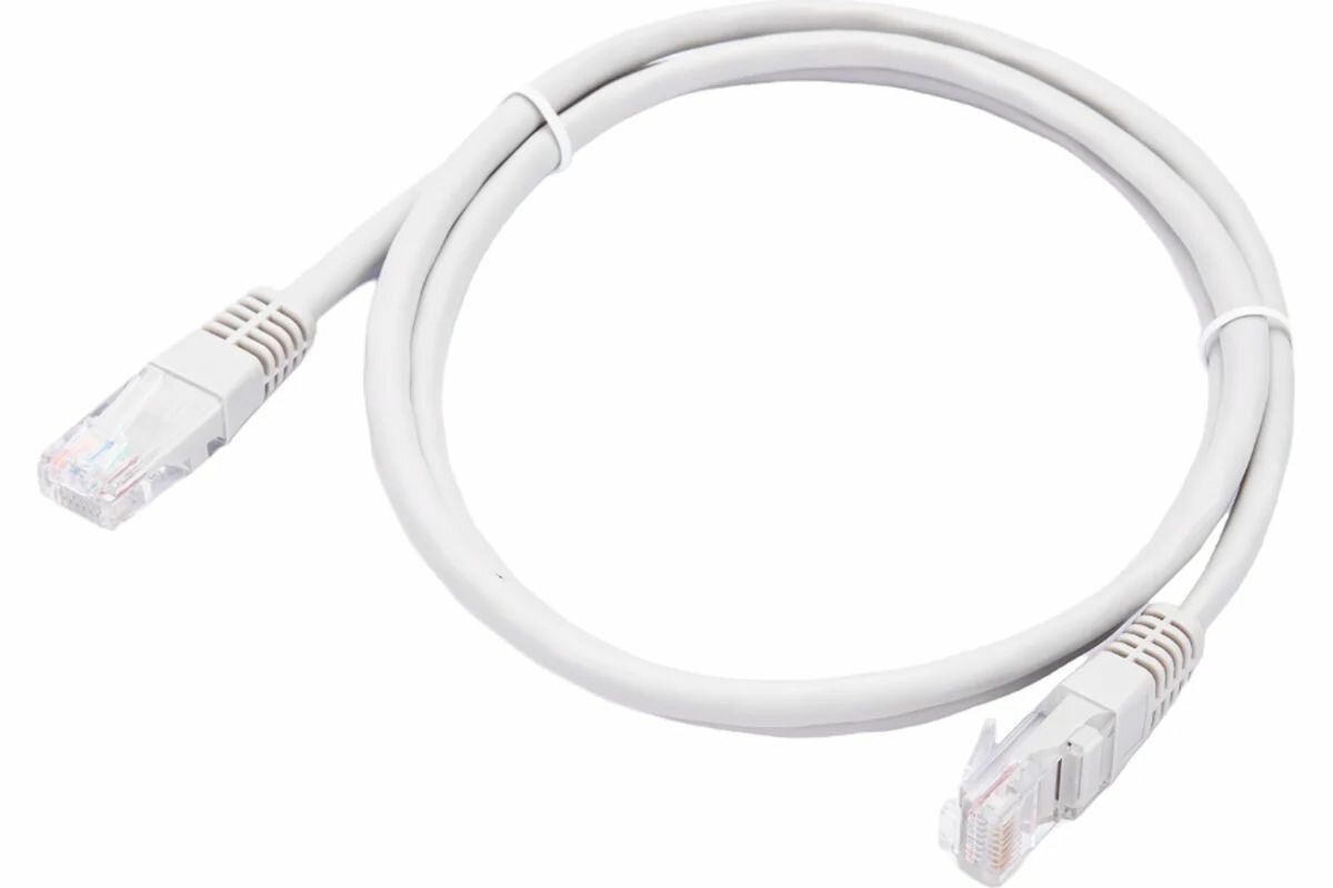 Многожильный пaтч-корд REXANT U/UTP, CAT 5e, RJ45-RJ45, PVC, 1 м, серый 18-1002