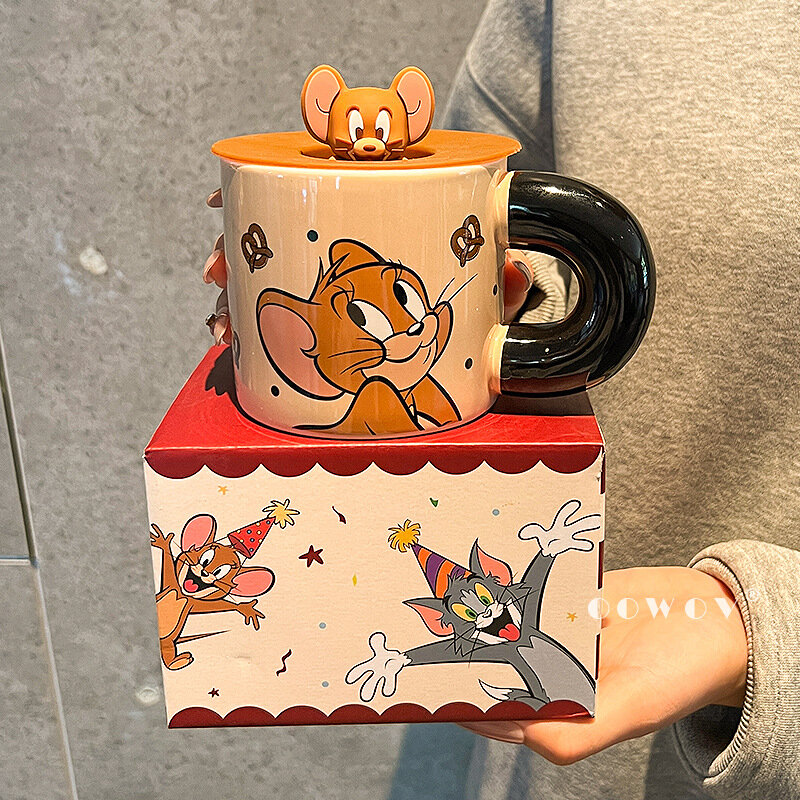 Кружка с логотипом Тома и Джерри, новый стиль, женская, высококачественная, керамическая чашка, домашняя чашка, пара, кофейная чашка, подарок на день рождения