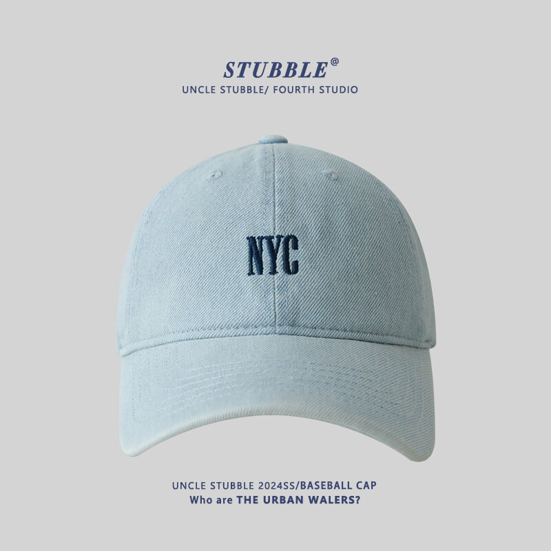 Джинсовая бейсболка для женщин с широкими полями, маленькая кепка с солнцезащитным козырьком, корейский стиль, повседневная и универсальная, кепка с вышитыми буквами для мужчин