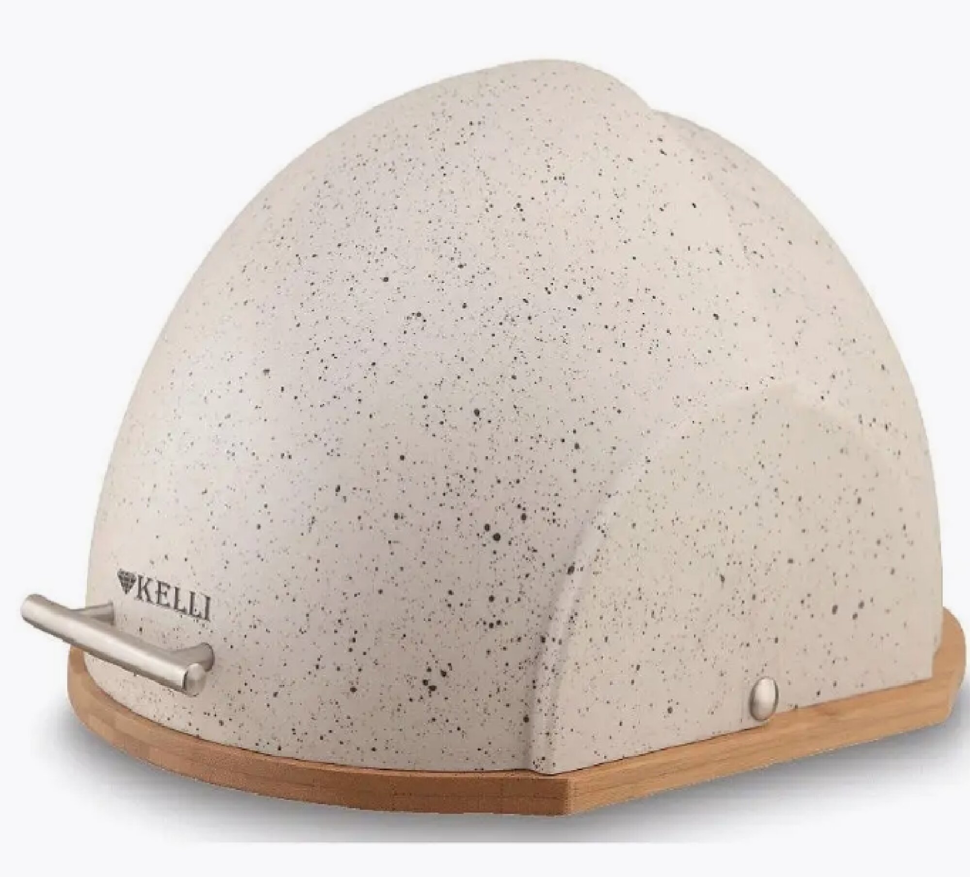 Хлебница Kelli KL-2143, бежевая, с бамбуковым основанием, сдвижная крышка, 26,5 см x 20,5 см