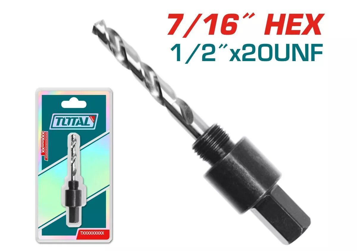 Держатель для коронок TOTAL TAC4206, сталь HSS, хвостовик Hex, 14-30мм