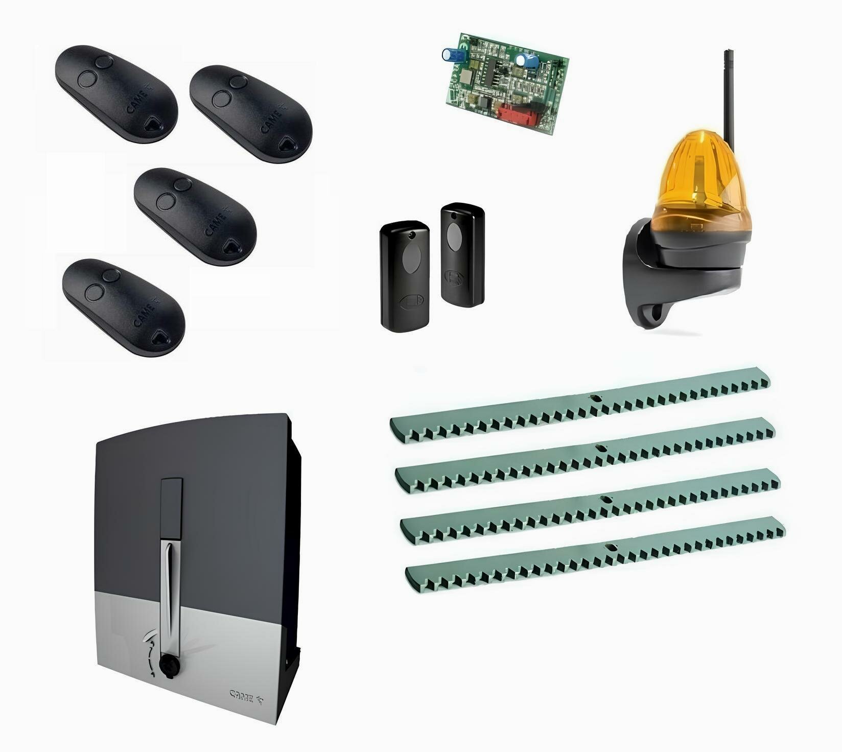 Автоматика для откатных ворот BXL04AGS FULL4-K1-T4, комплект: привод, радиоприемник, 4 пульта, фотоэлементы, лампа, 4 рейки