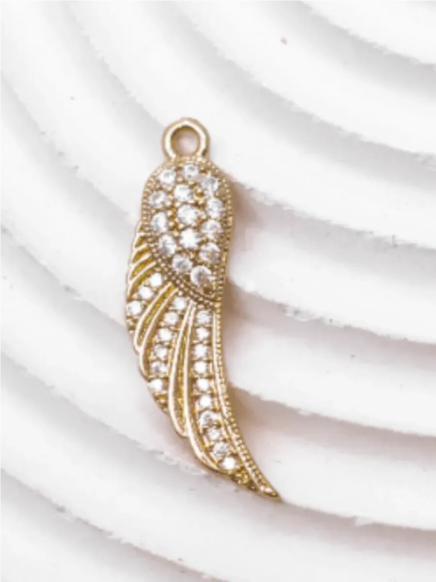 8228 сияющая подвеска ангельское крыло позолота 1 штука люкс