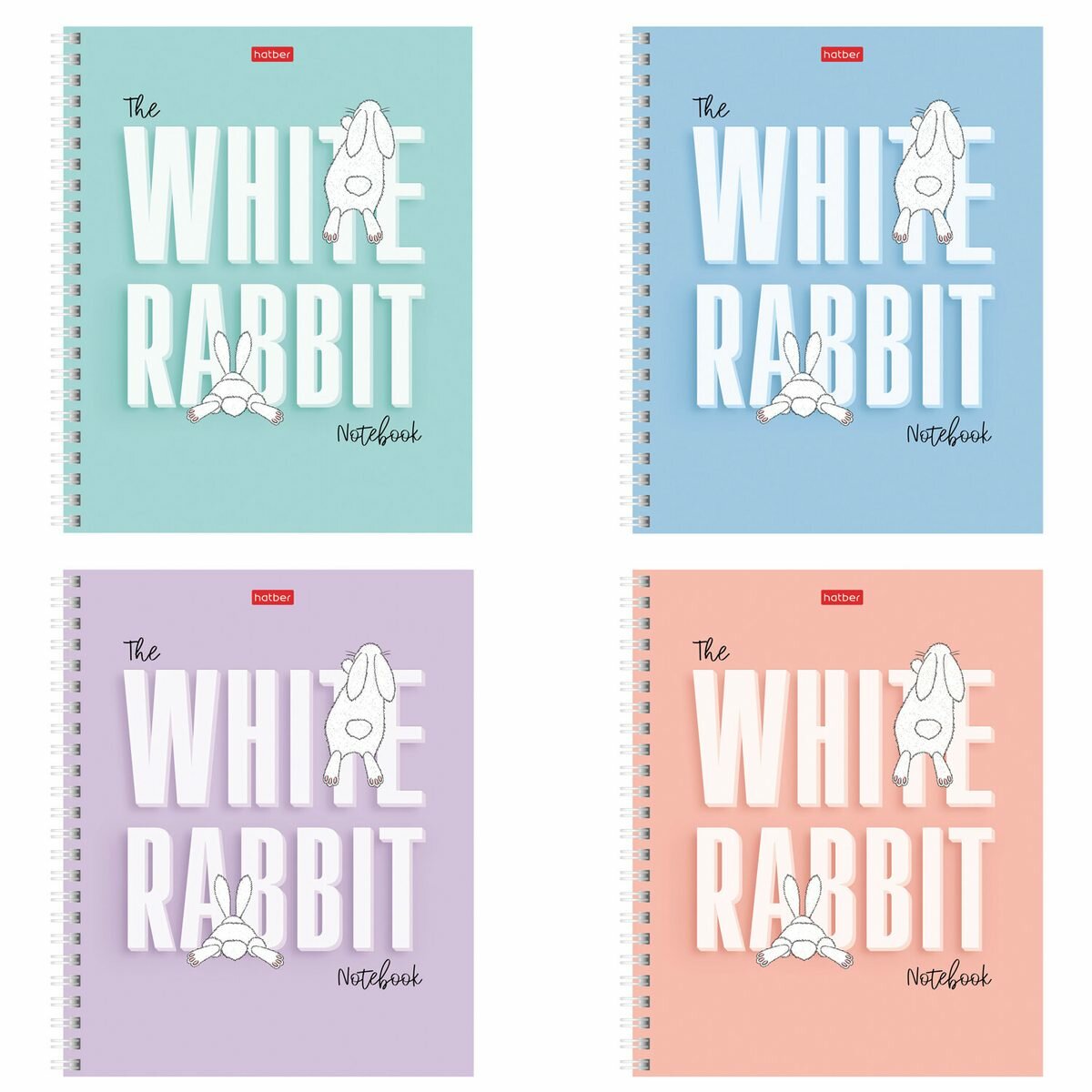 Тетрадь общая 48л, А5 Hatber "Следуй за белым кроликом" (клетка, скрепка, обложка картон) (48Т5В1гр), 4шт.