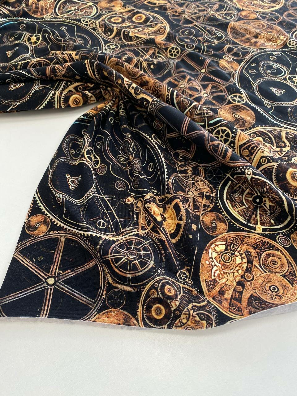 Шестеренки , кулирка с лк, компакт пенье, кулирка на футболку , хлопок с лайкрой 92%/8%, ширина 180см