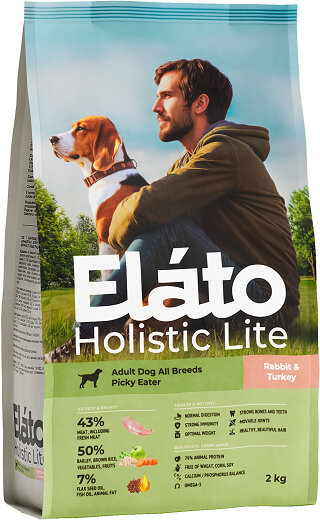 Elato_ Сухой корм ELATO Holistic Lite для привередливых собак всех пород с кроликом и индейкой, 2кг 2 кг