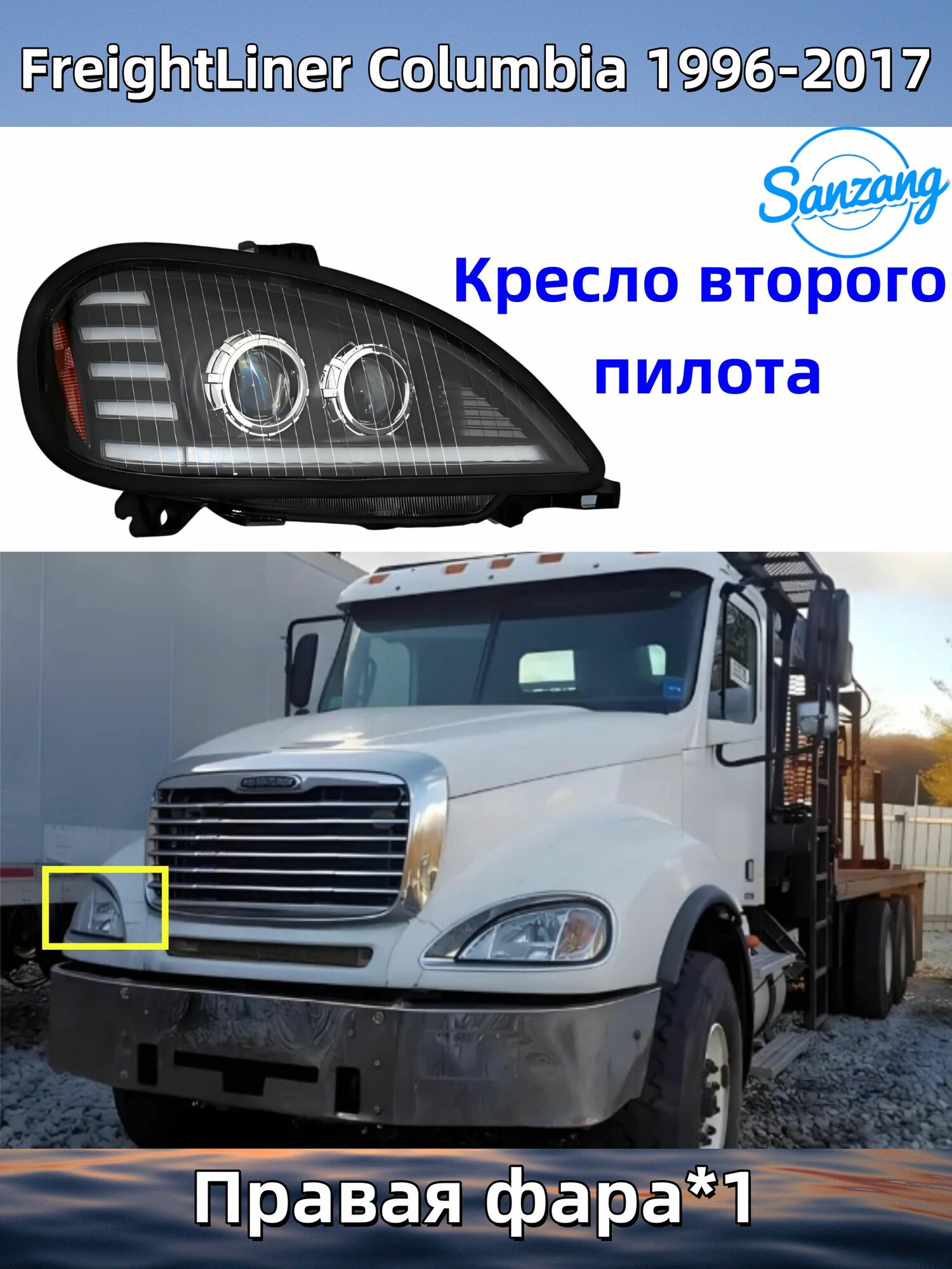 Подходит для компонентов фар FreightLiner Columbia 1996-2017 годов выпуска