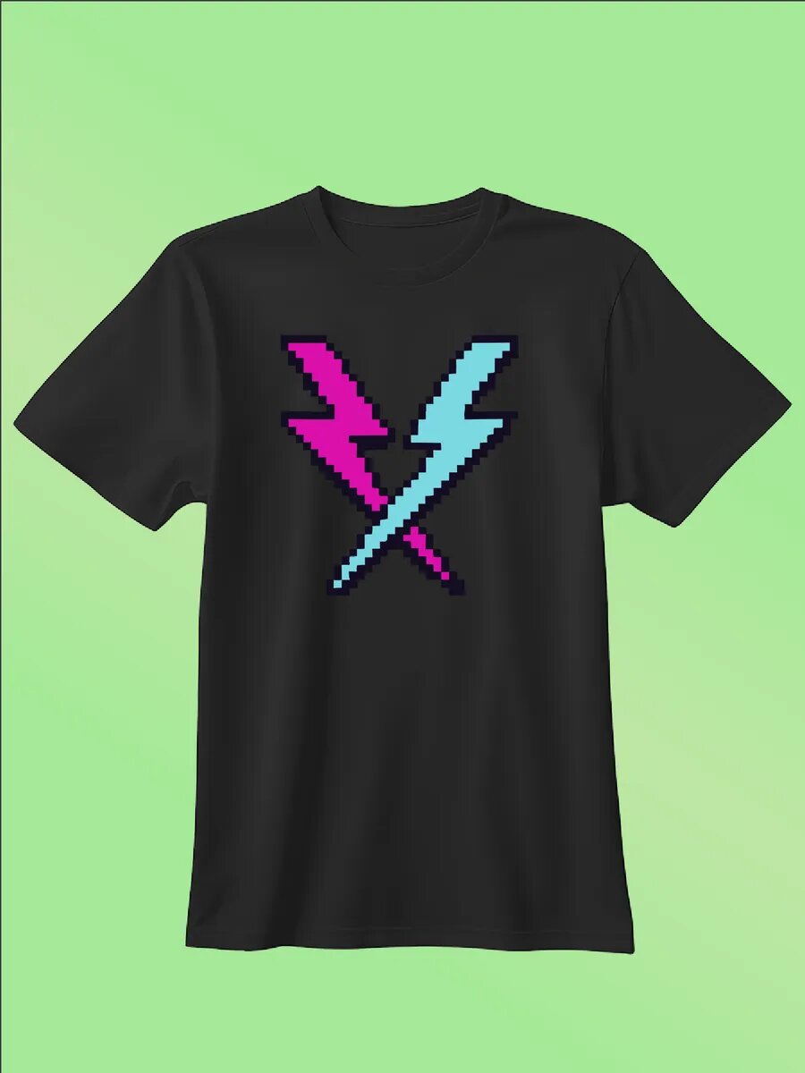Футболка абстракция молния пиксель