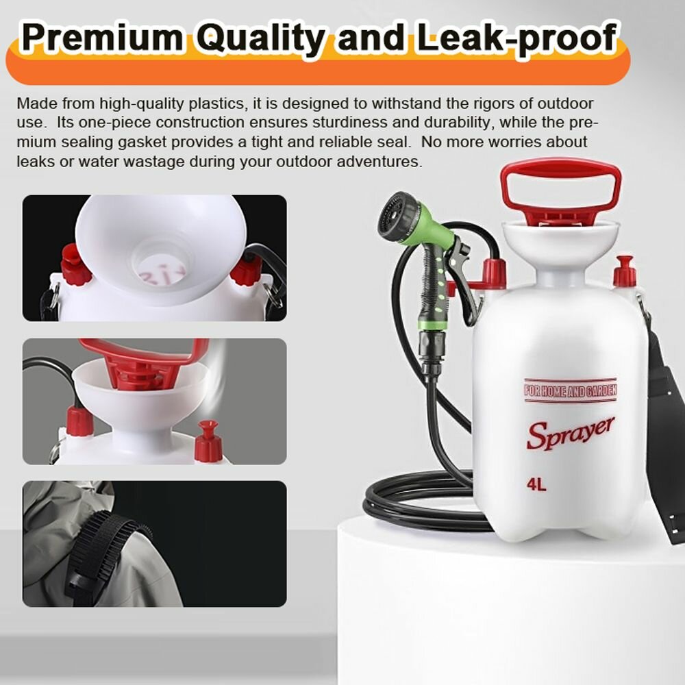 Многофункциональный кемпинговый душ 5 л/1,3 галлона портативный распылитель воды под давлением с 7 режимами распыления для путешествий кемпинга походов душа мытья автомобиля полива домашних животных