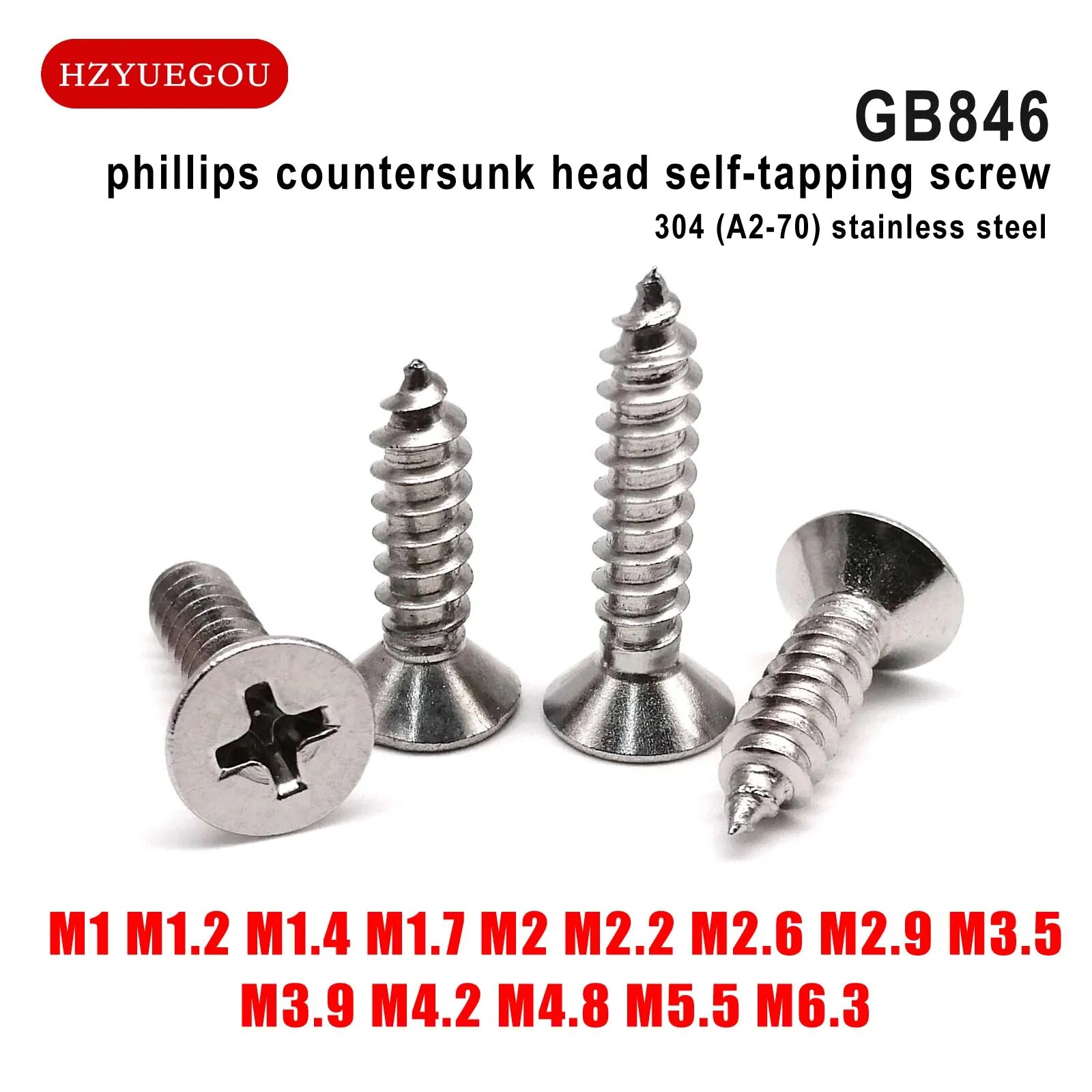Саморезы из нержавеющей стали M2.2 x 8mm, 50шт