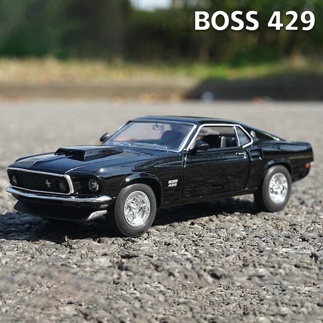 Литые игрушечные машинки Ford Mustang Boss 429 масштаба 1:24, модель автомобиля, миниатюрная модель игрушечной машинки для детей