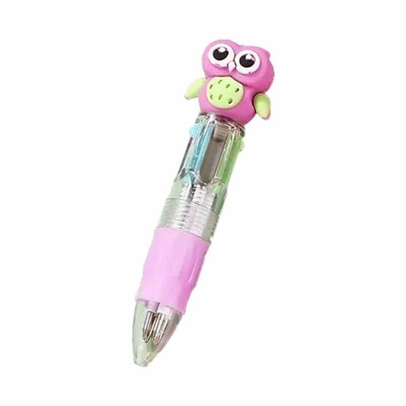 Мини-четырехцветная мультяшная шариковая ручка cute color press-сова
