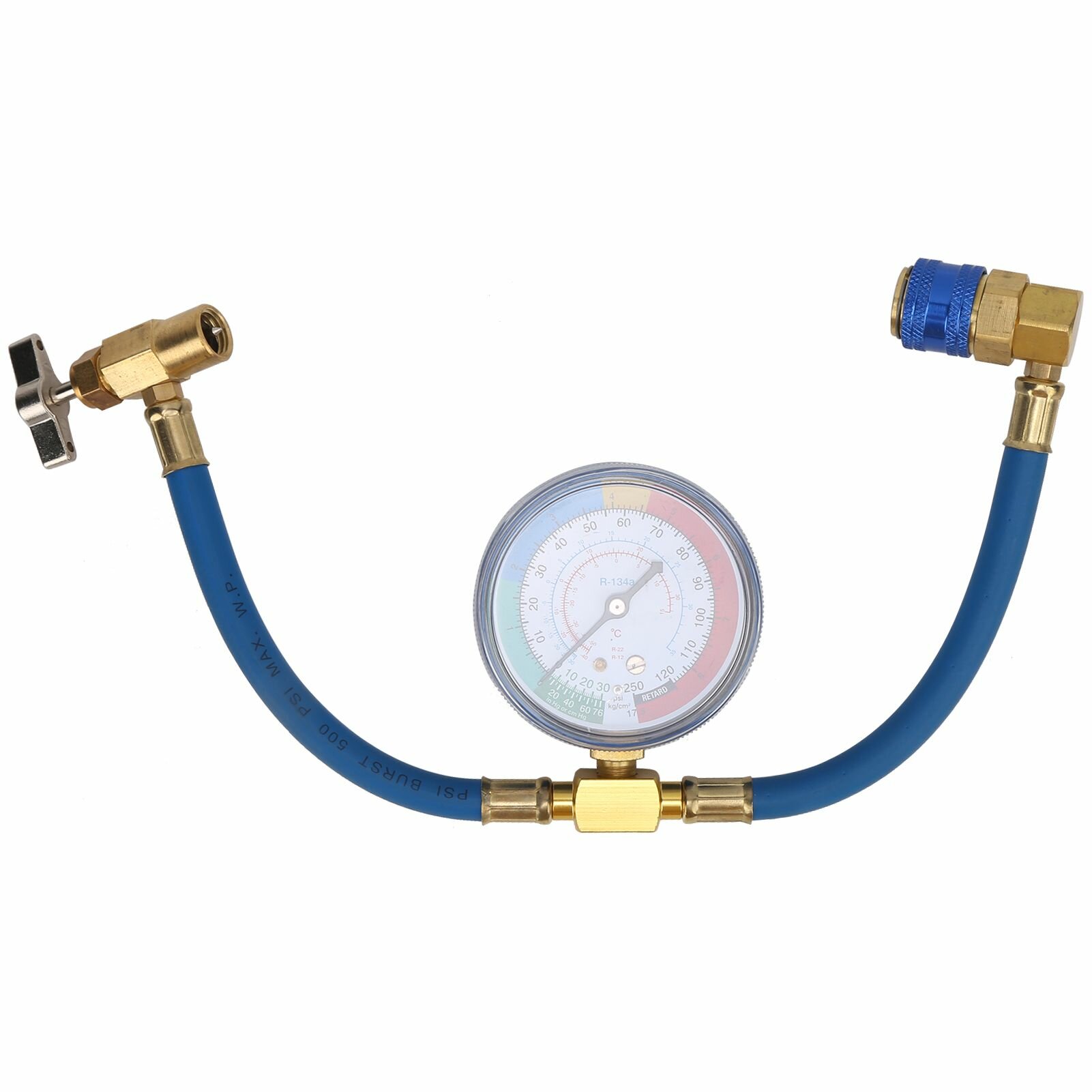 Манометр для автомобильного кондиционера R134A, диапазон 0 250 фунтов на кв. дюйм, с фторированным шлангом для охлаждающей жидкости, один клапан для точного измерения